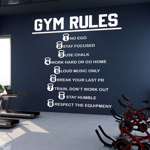Gym Rules Wall Decal Gym Wall Decor Sport Motivation Workout Wall Art ...