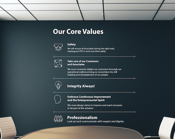 Our Core Values Decal,office Wall Decal,teamwork Decal, Office Wall Art ...