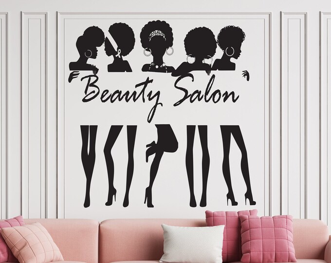 Beauty Hair Salon Wall Decal Personalized Wall Decal Wall Art Make up ...