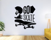 Skateboard Wall Decal Skate Decal Sport Decal Skateboard Wall - Etsy