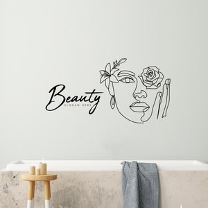 One Line Wall Decals Beauty Wall Decal Vinyl Sticker SPA Beauty Salon ...