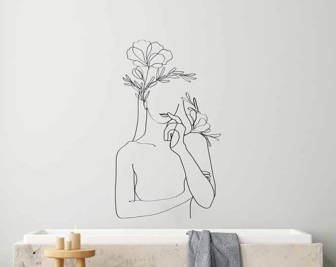 Relax Woman Body Line Art Decal - Spa Wall Decals - One Line Women ...