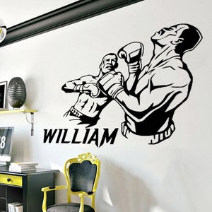 Boxing Personalized Wall Decal Boys Wall Sticker Boxing Wall Art MMA ...