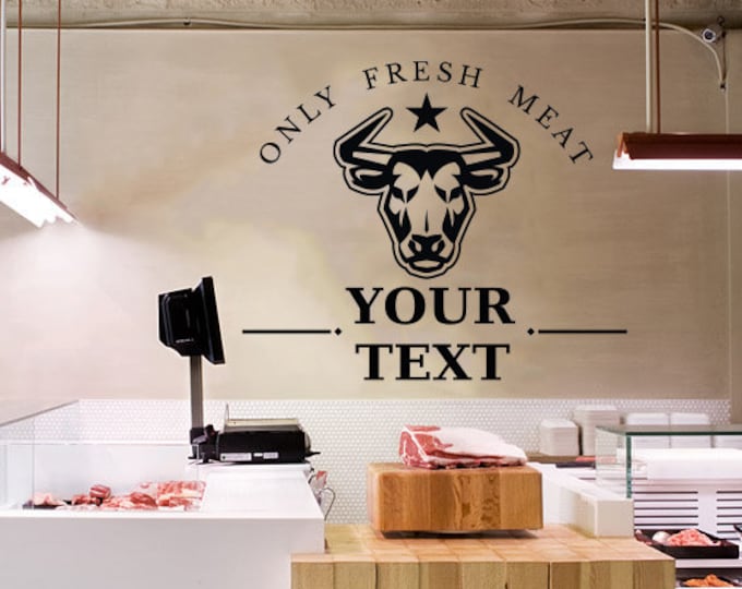Personalized Meat Shop Wall Decal Meat Wall Decal Fresh Meat Sticker ...