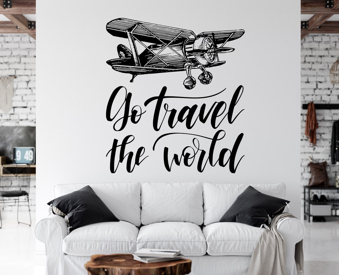 Go Travel the World Decal,travel Wall Decal,adventure Quotes Wall Decal ...