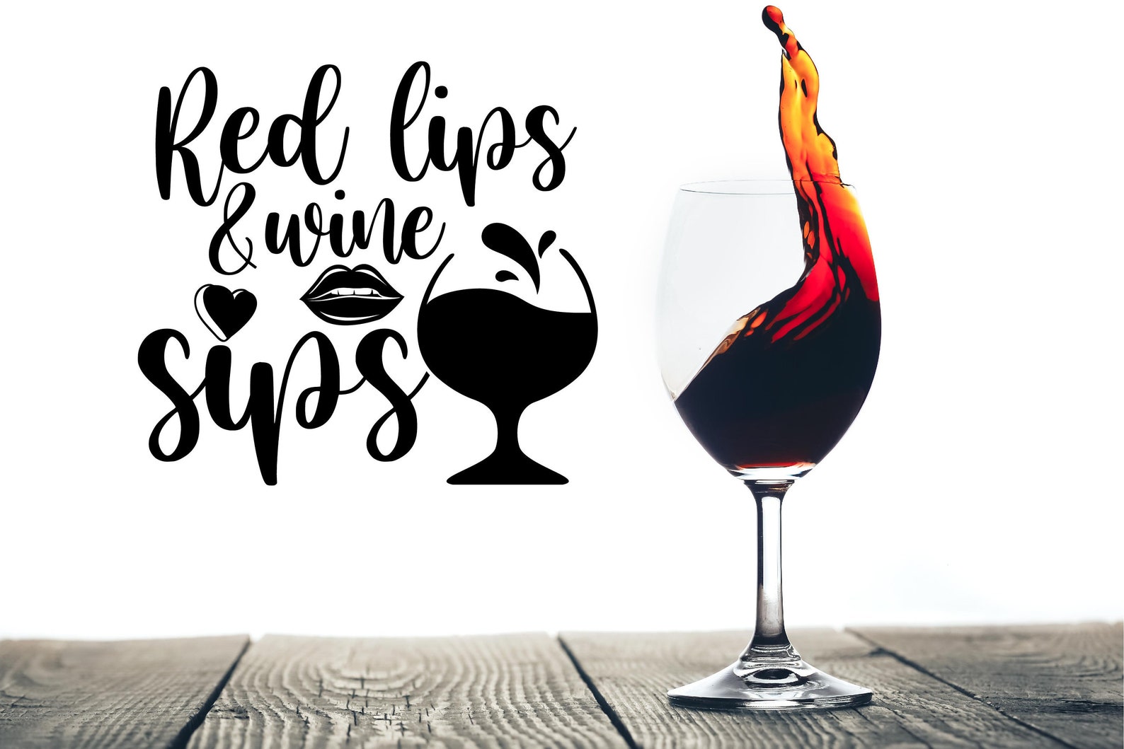 Red Lips and Wine Sips Decal Wine Glass Stickers Vinyl Decal | Etsy