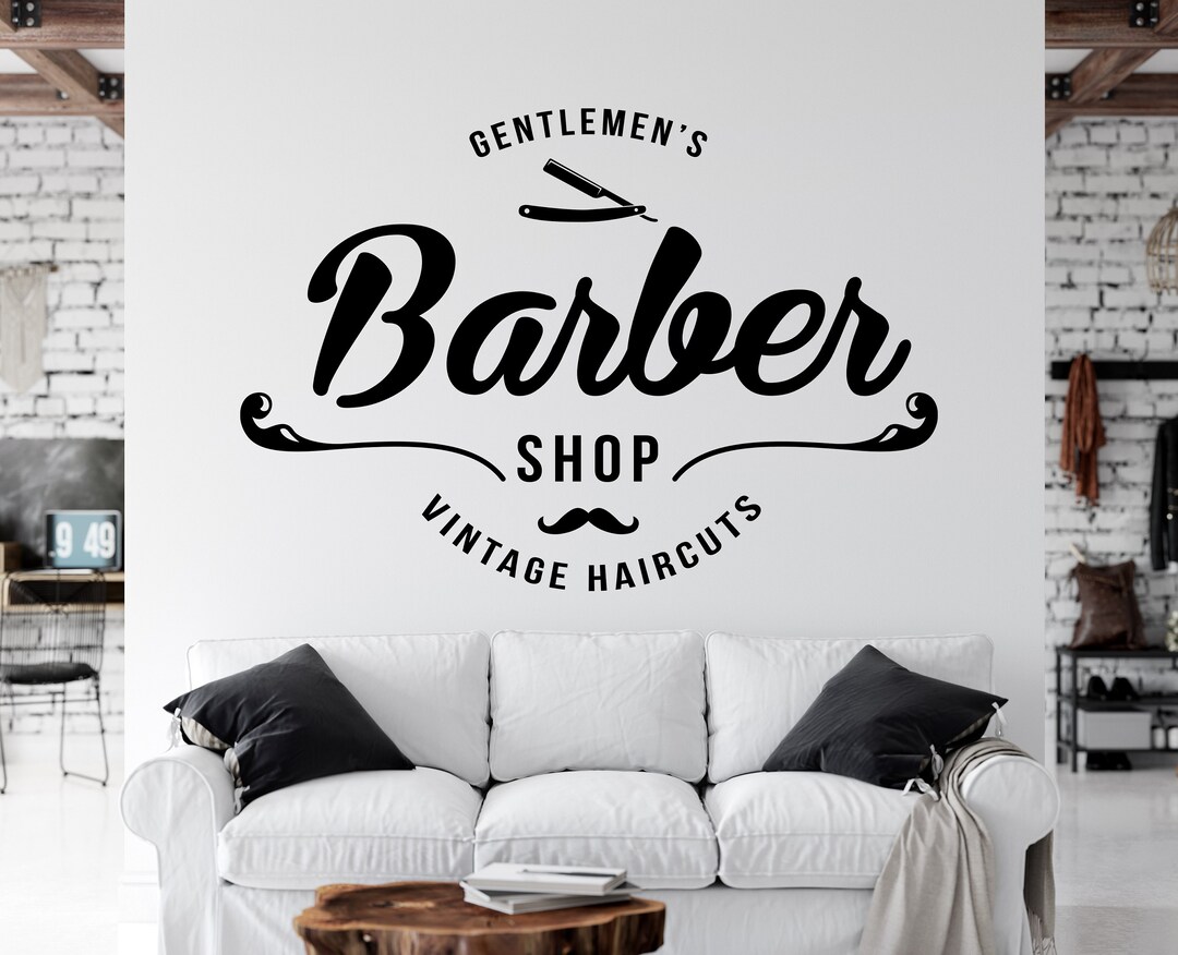 Barbershop Wall Decal Shop Design Barber Decal Scissors Decal Shave ...