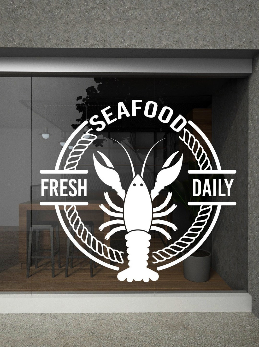 Seafood Wall Decal Fish Shop Decal Seafood Lovers Wall Decal Lobster ...