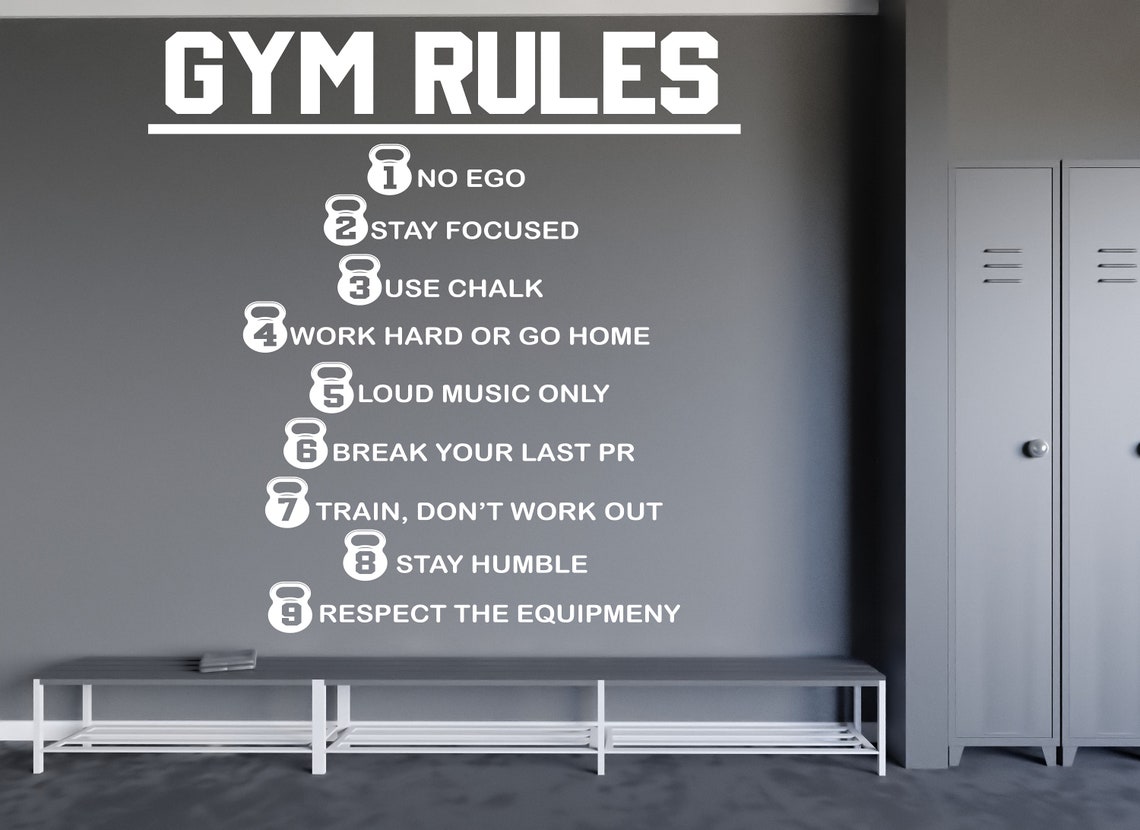 Gym Rules Wall Decal Gym Wall Decor Sport Motivation Workout | Etsy