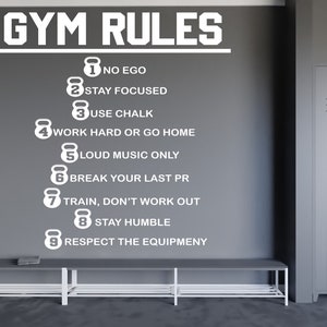 Gym Rules Wall Decal Gym Wall Decor Sport Motivation Workout Wall Art ...
