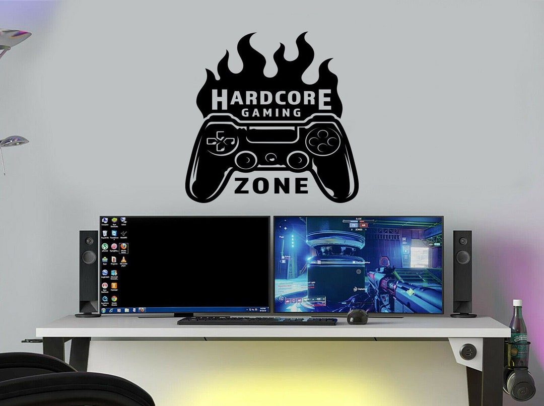 Hardcore Zone Decal,gaming Room Wall Decor,game Wall Art,game Wall ...