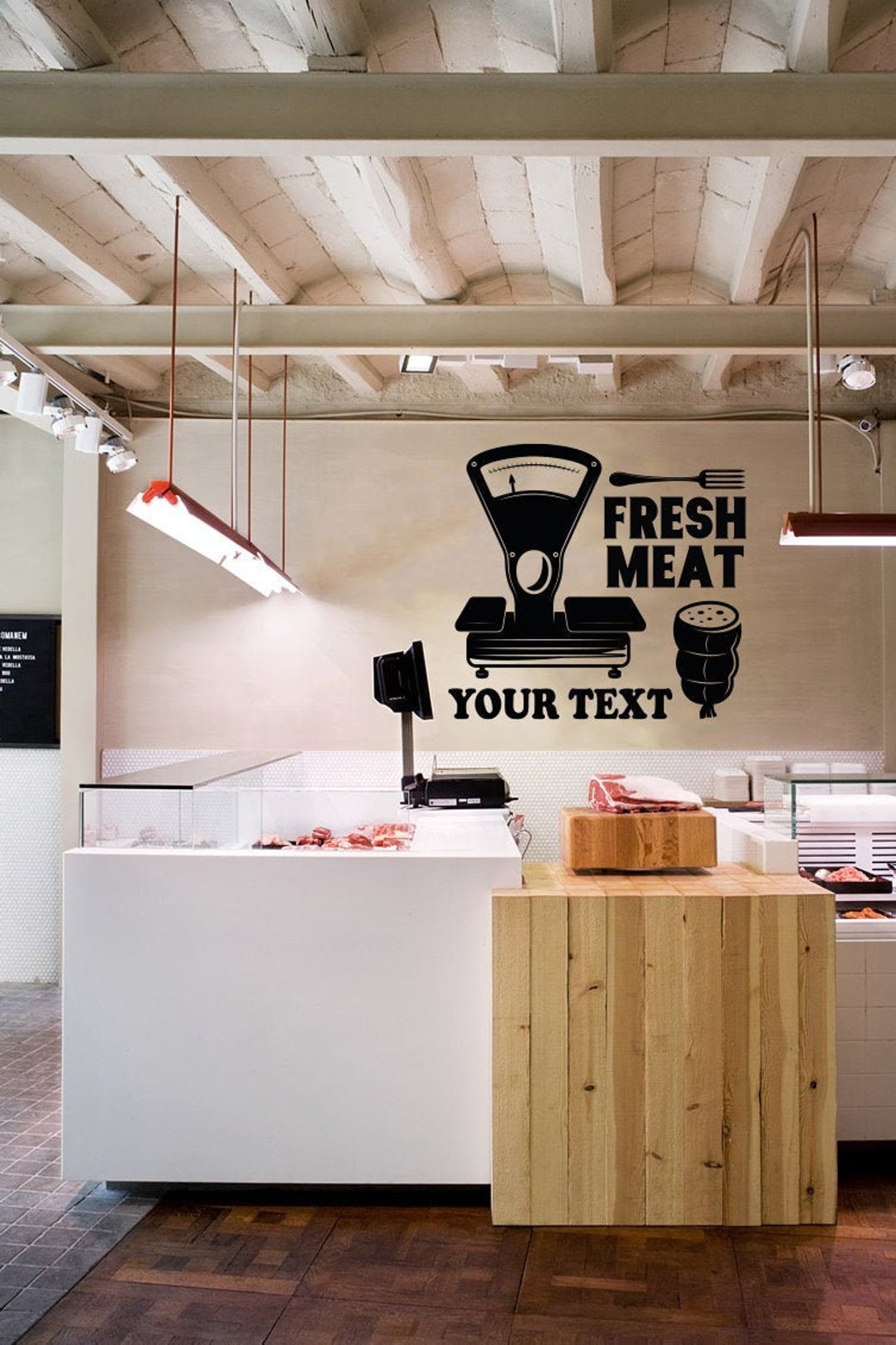 Personalized Meat Shop Wall Decal Meat Wall Decal Fresh Meat Sticker ...