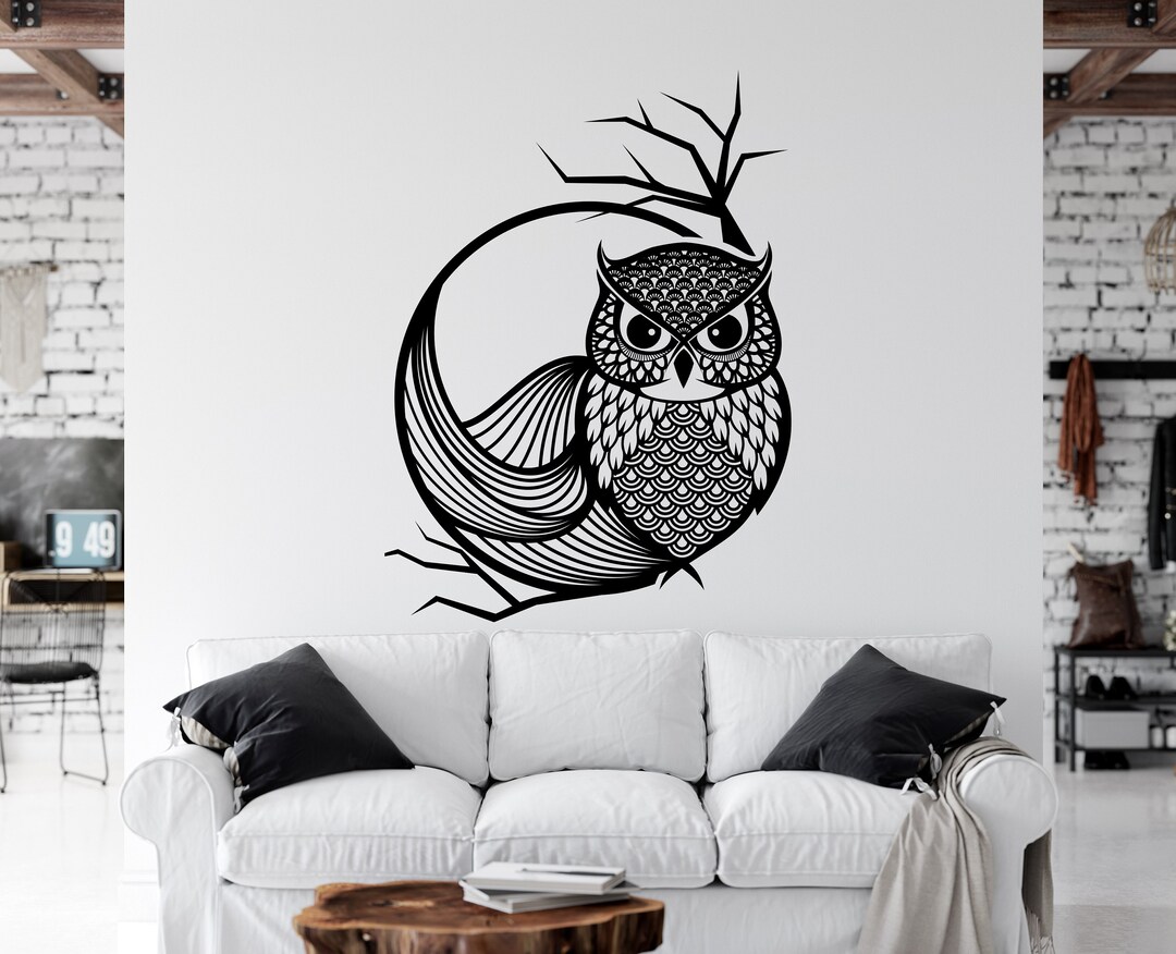 Owl Wall Decal Owl Wall Art Beautiful Animals Owl Wall Stickers Paceful ...