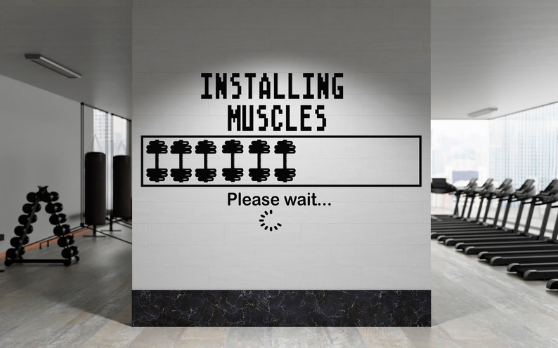 Installing Muscles Wall Decal Gym Wall Decor Sport Motivation Workout ...
