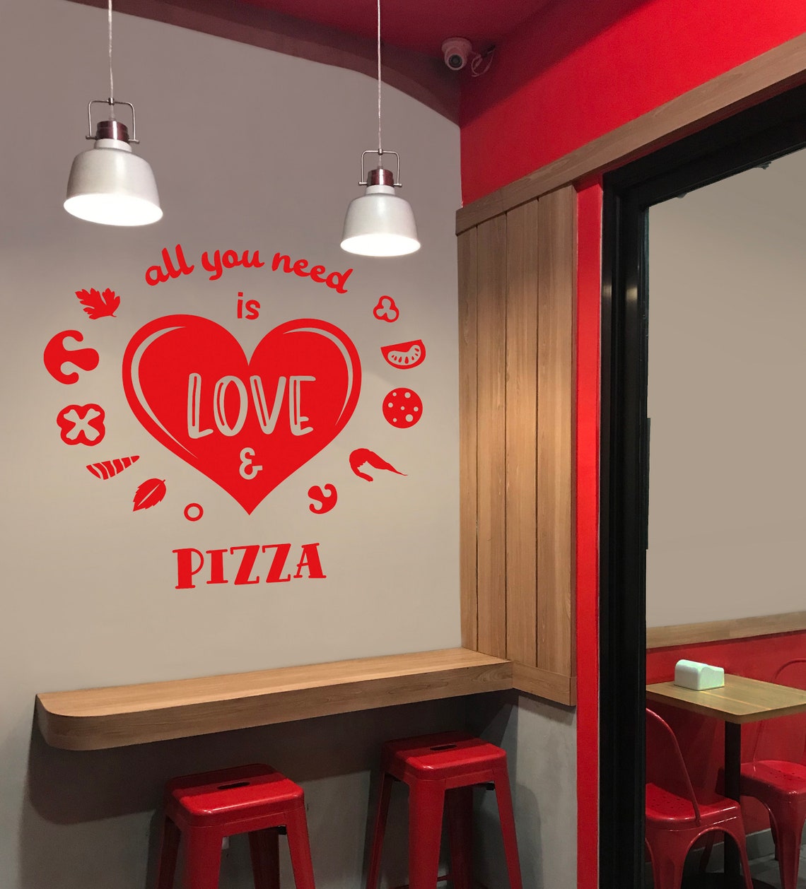 Pizza Wall Decal Pizzeria Wall Sticker Pizza Wall Sticker Food Lover ...