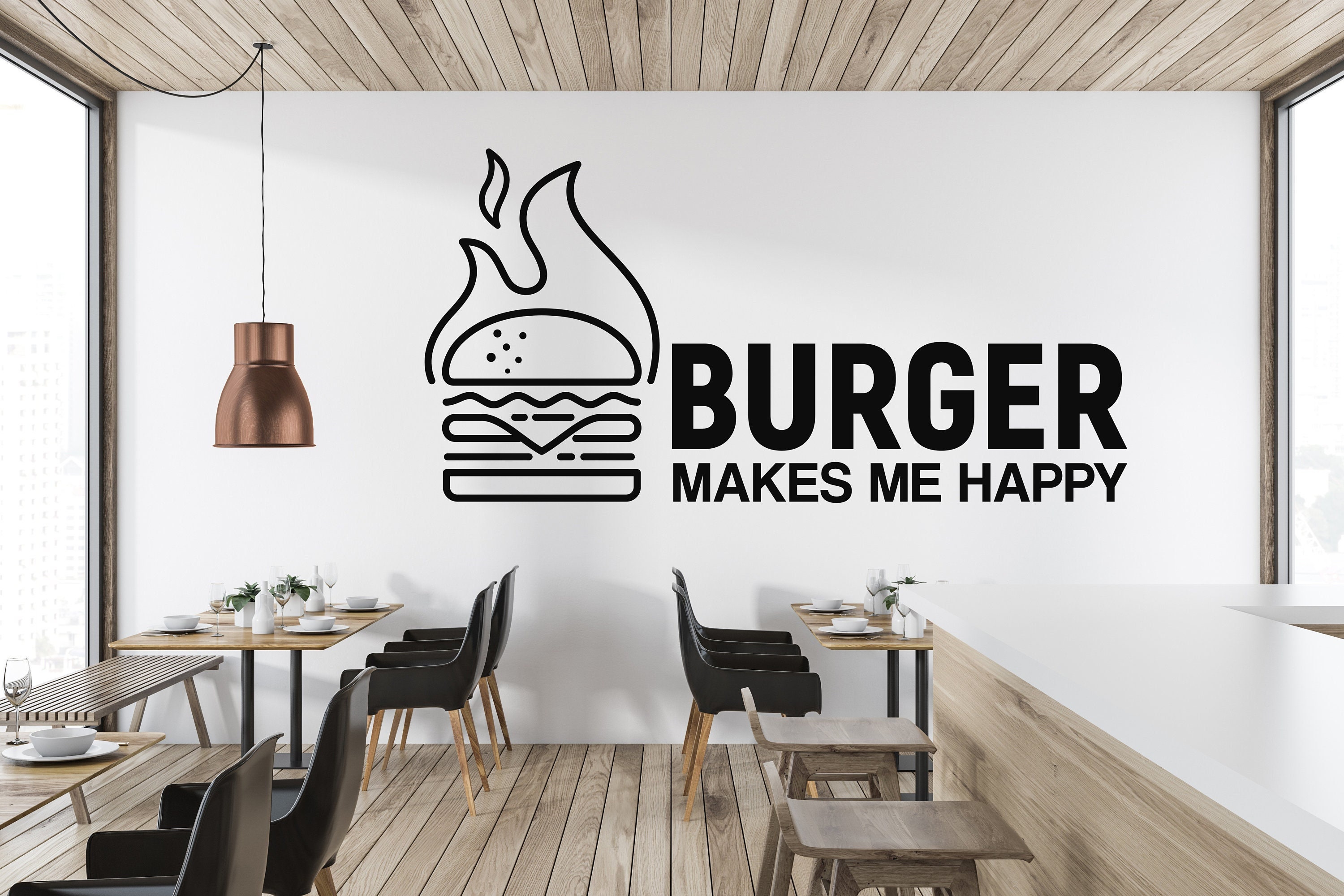 Burger Wall Decal Fast Food Wall Sticker Burger Wall Sticker Food Lover ...