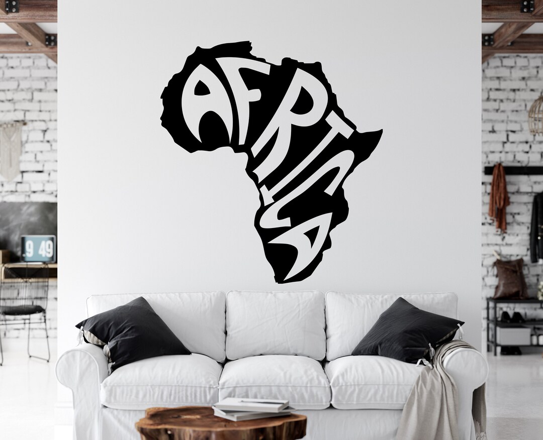 Map African Woman Wall Decal Africa Wall Sticker Africa Wall Decal ...