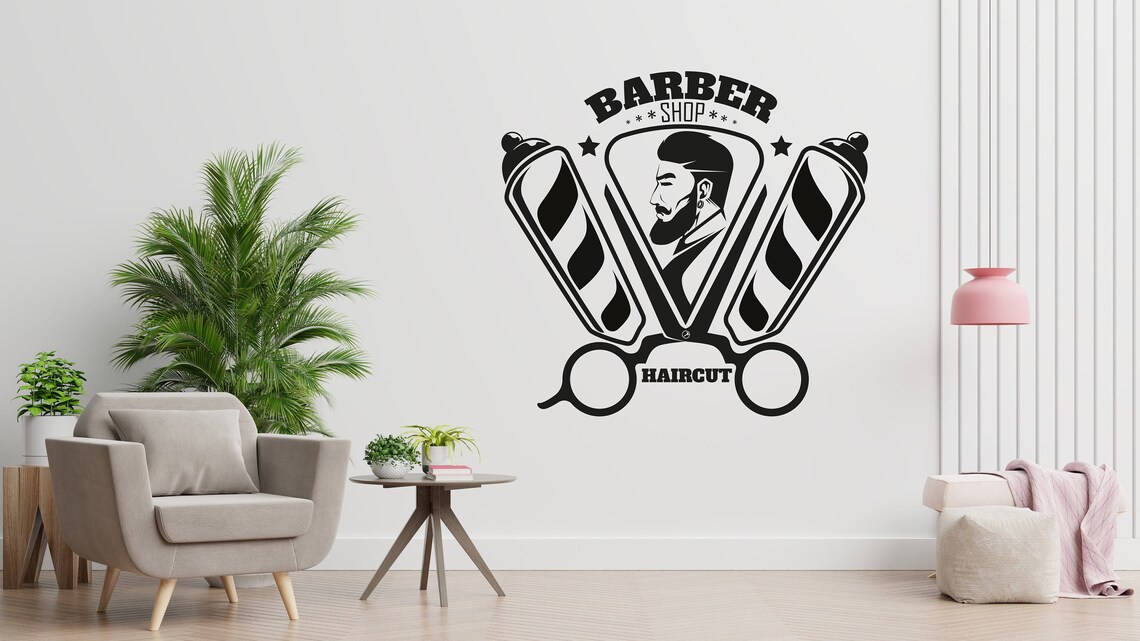 Barber Wall Decal Barber Wall Sticker Barbershop Decal Vinyl - Etsy