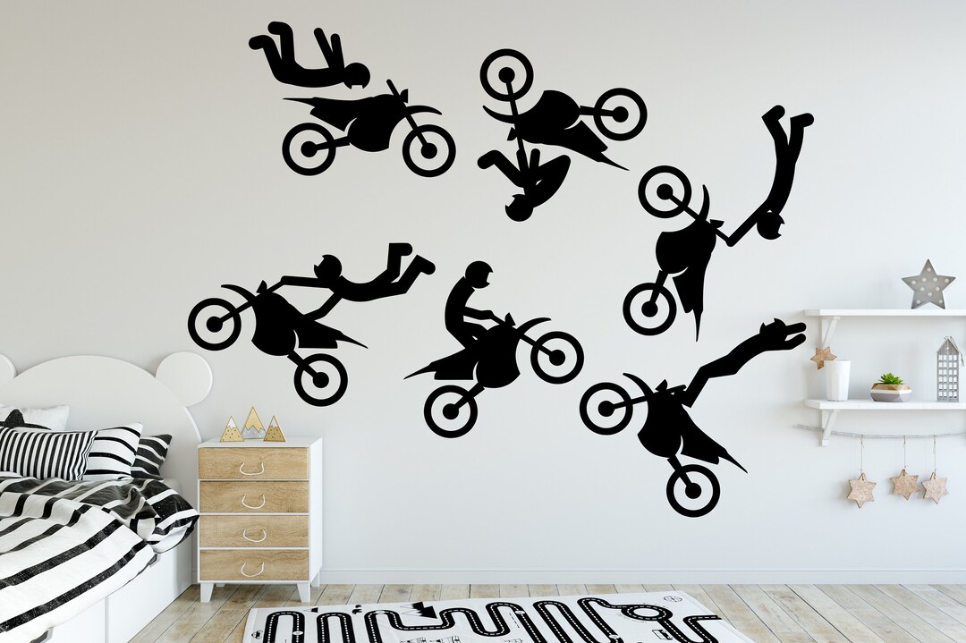 Motorcycle Wall Decal Racing Bike Decal Biker Sticker Highway Bike ...