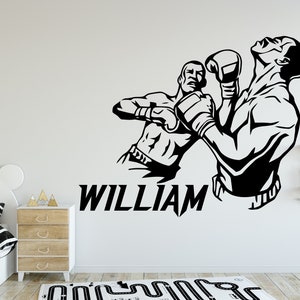 Boxing Personalized Wall Decal Boys Wall Sticker Boxing Wall Art MMA ...