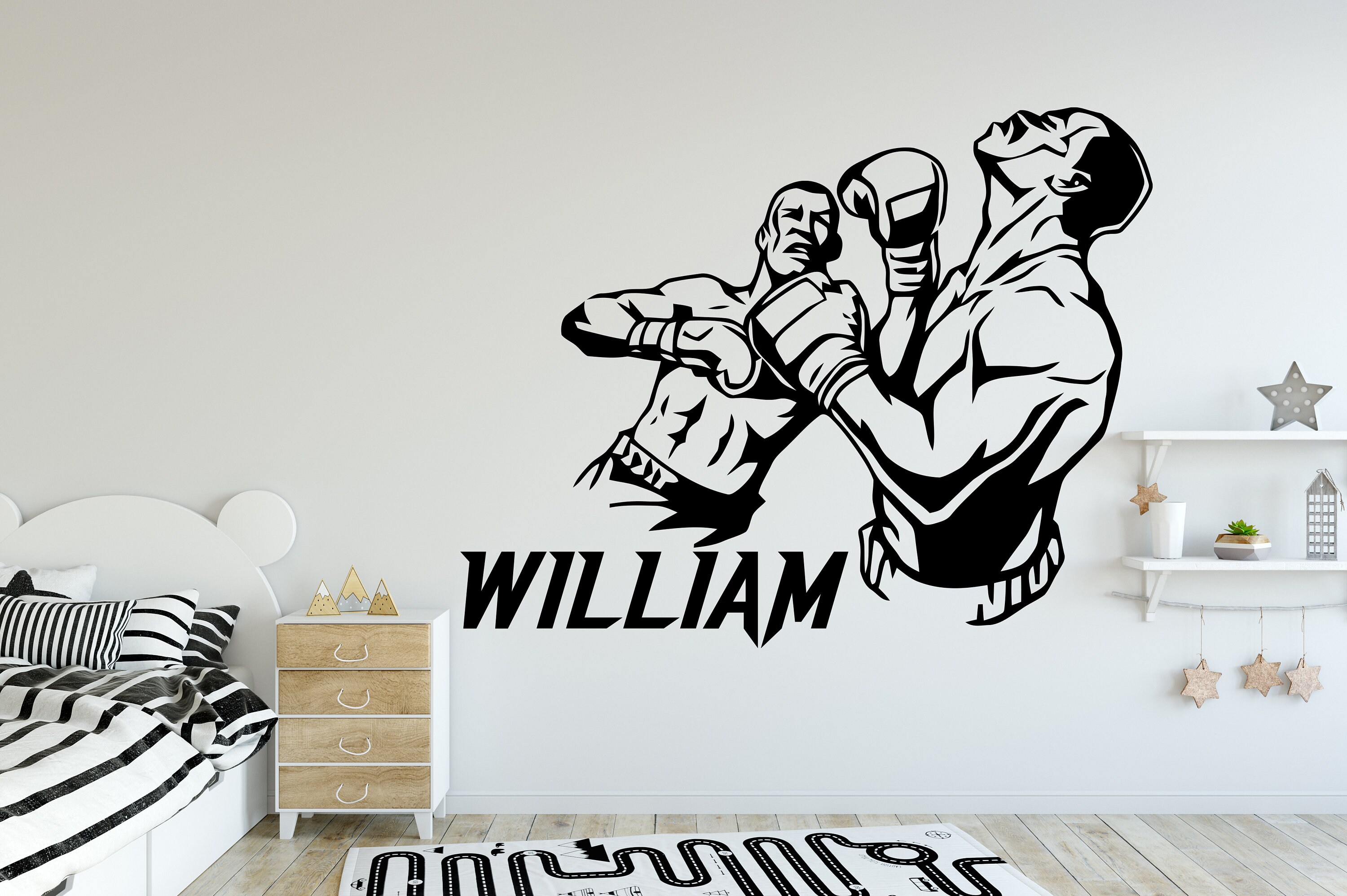 Boxing Personalized Wall Decal Boys Wall Sticker Boxing Wall - Etsy
