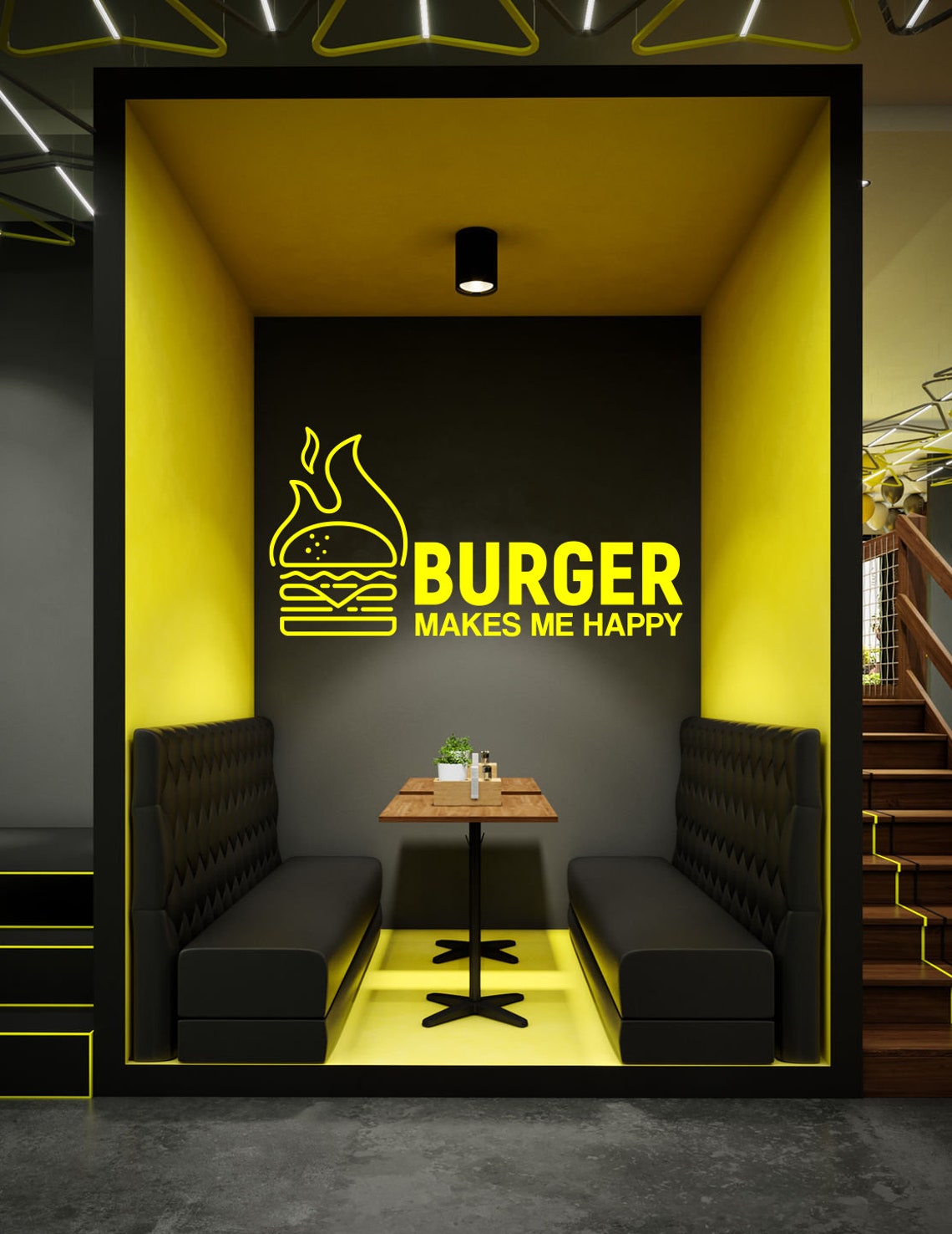 Burger Wall Decal Fast Food Wall Sticker Burger Wall Sticker Food Lover ...