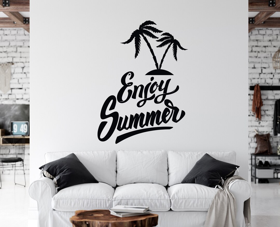 Summer Wall Decal Palm Wall Art Summer Sign Wall Decal Ocean Wall Art ...