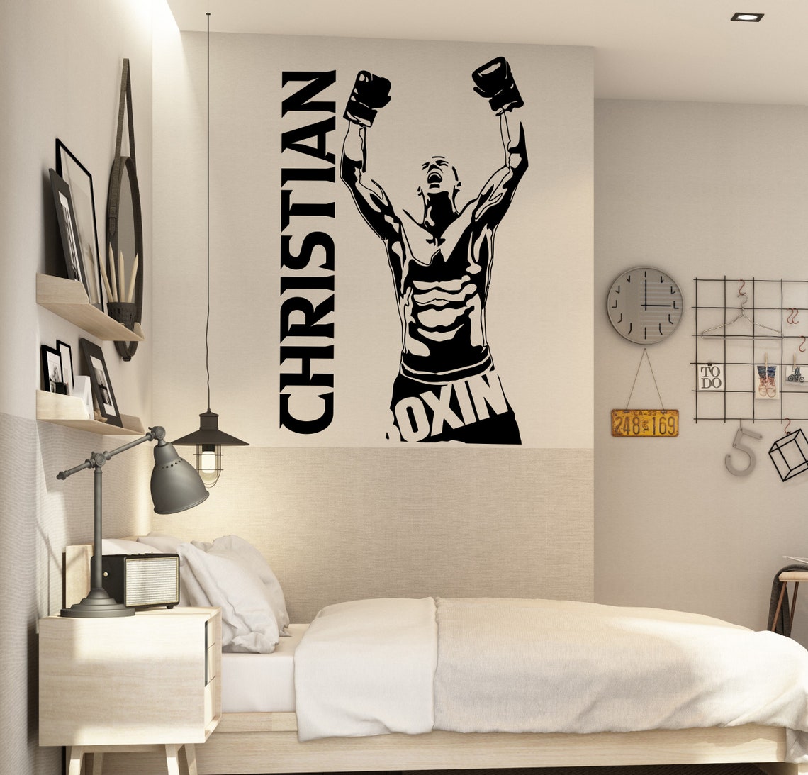 Boxing Personalized Wall Decal Boys Wall Sticker Boxing Wall Art MMA ...