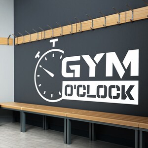 Gym O'clock Wall Decal Gym Wall Decor Sport Motivation Workout Wall Art ...