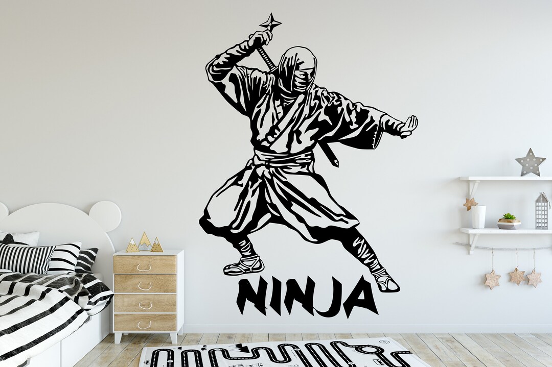 Personalized Ninja Wall Decal, Warrior Decal, Ninja Fighter Sticker ...