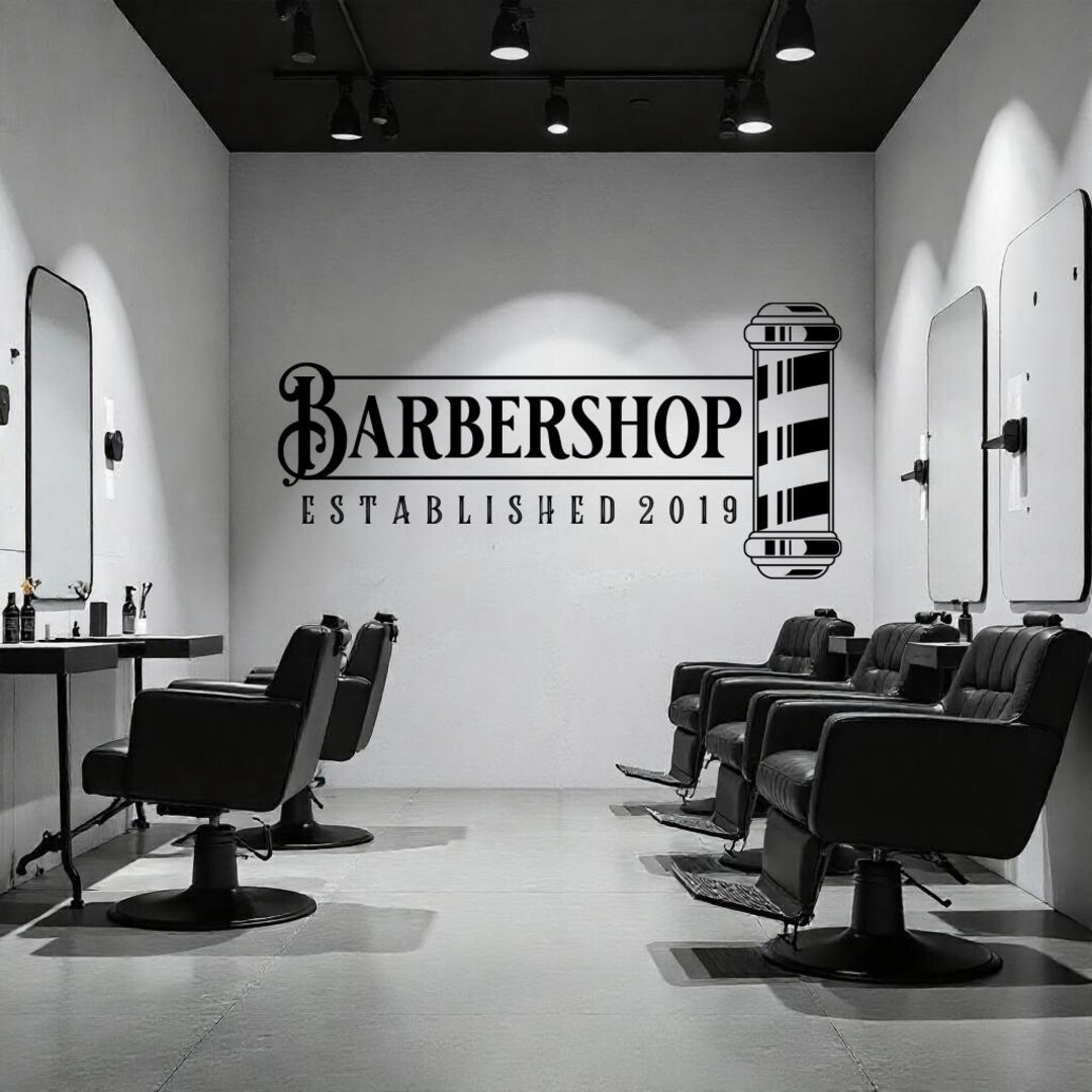 Barber Shop Wall Decal – Vintage Razor & Scissors Vinyl Sticker for Men ...