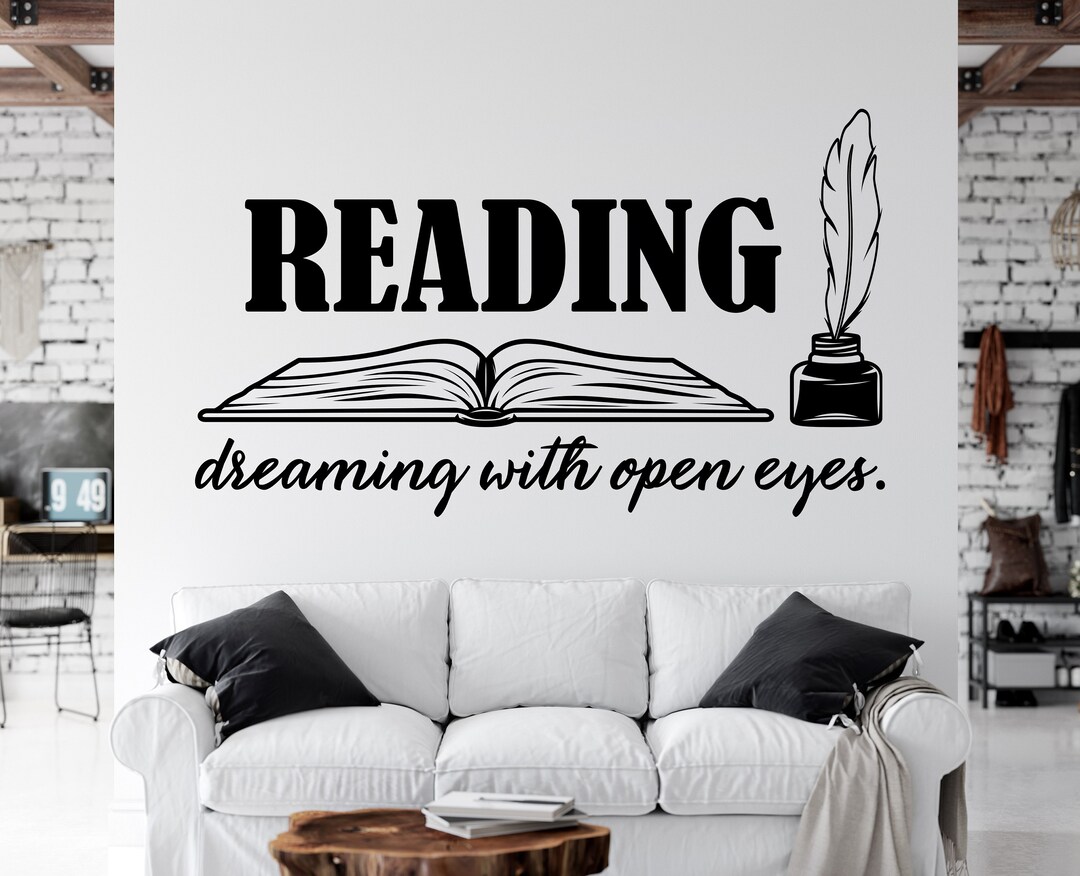 Book Wall Decal Book Wall Sticker Reading Book Decal Book Wall Sticker ...