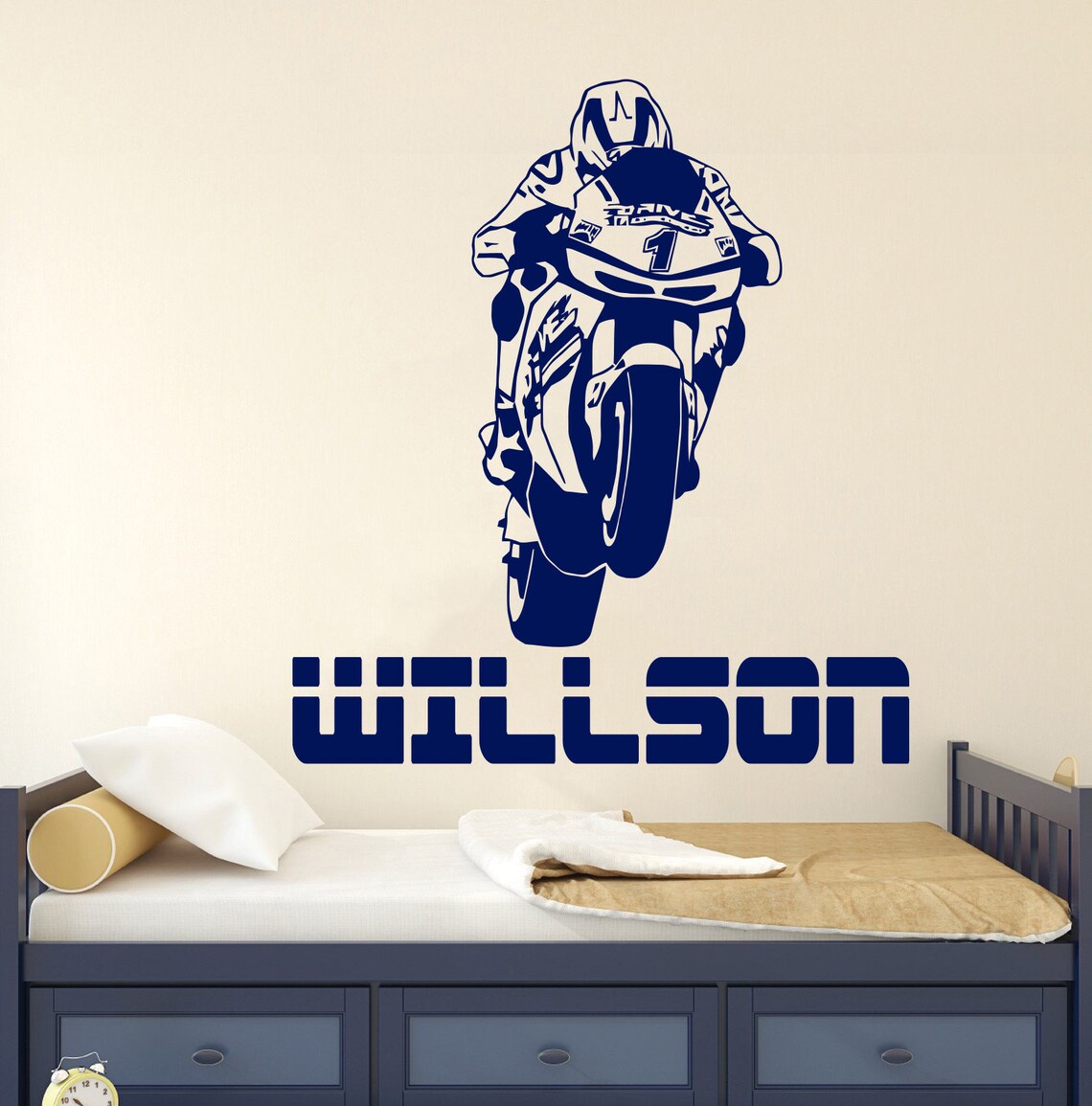 Motorcycle Wall Decal Personalized Name Wall Decal Motocross - Etsy