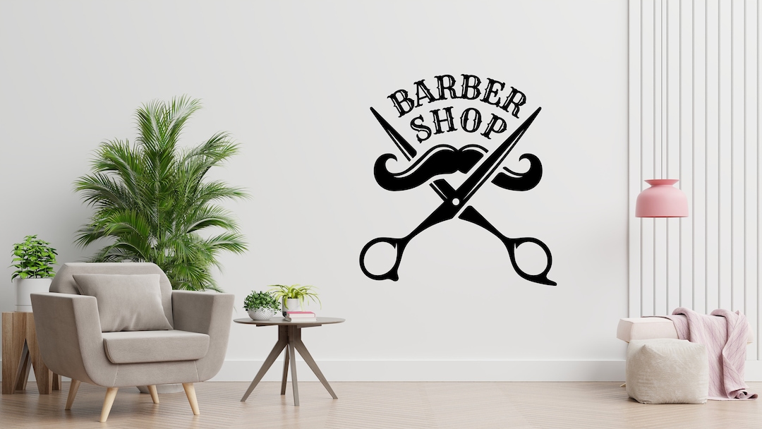 Barbershop Wall Decal Shop Design Barber Decal Scissors Decal Shave ...
