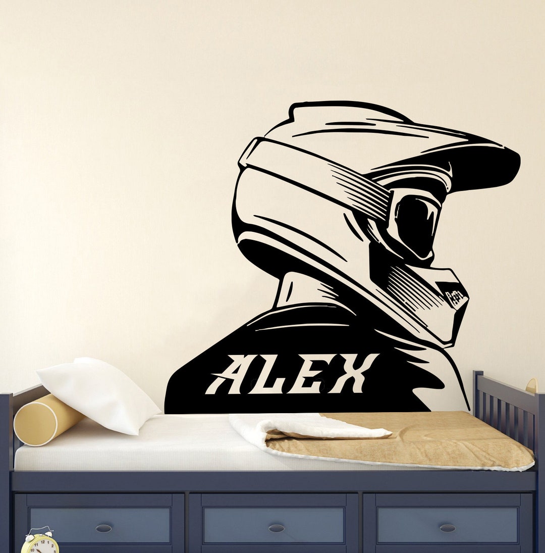 Motorcycle Wall Decal Personalized Name Wall Decal Motocross Wall ...