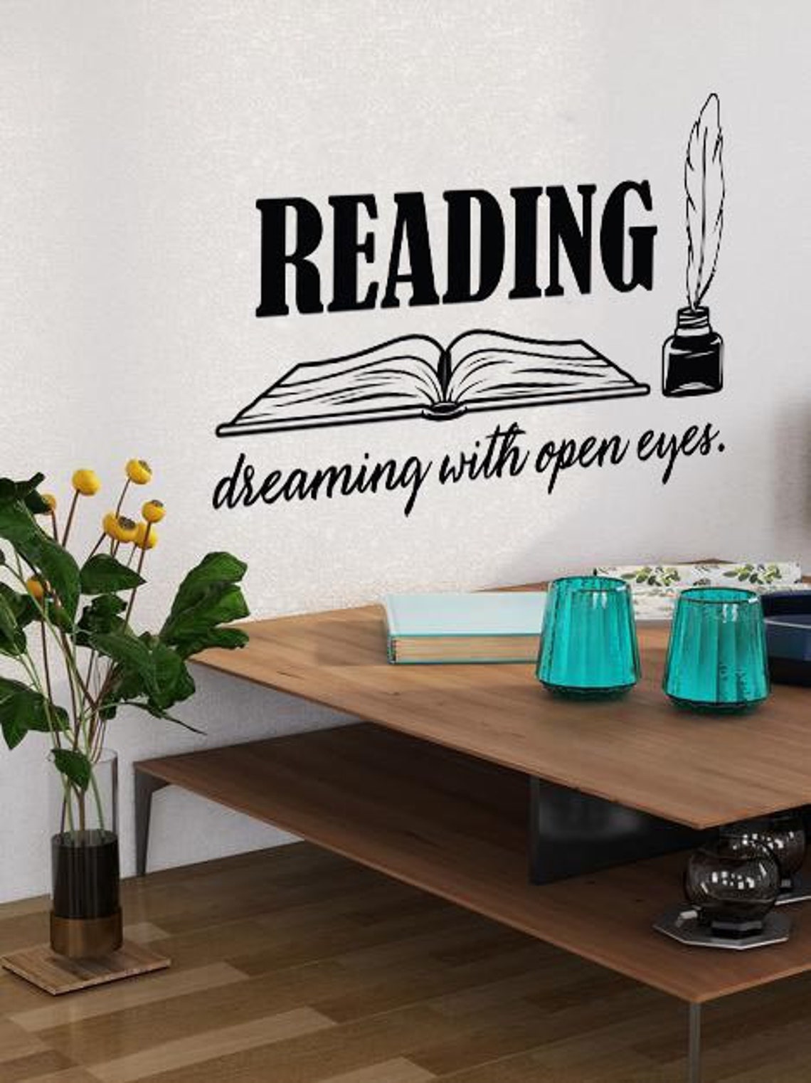 Book Wall Decal Book Wall Sticker Reading Book Decal Book Wall Sticker ...