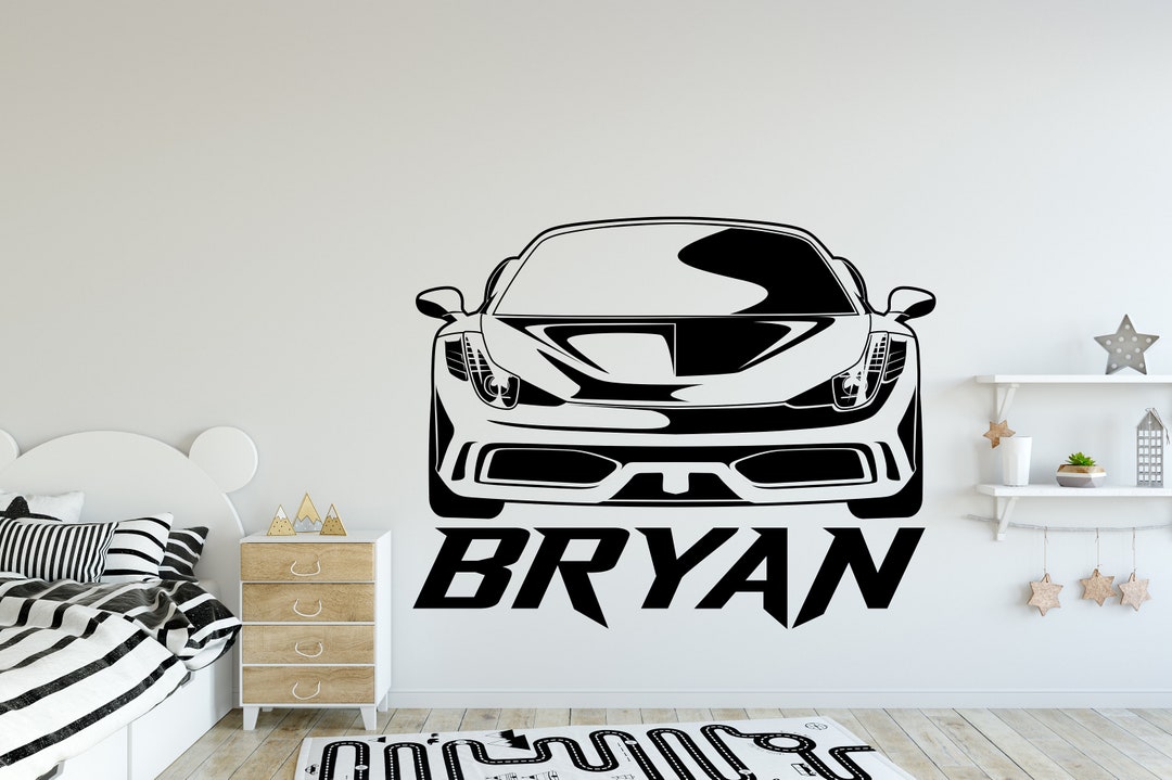 Car Wall Decal Boys Wall Art Car Wall Decals Monogram Vinyl Wall Decals ...