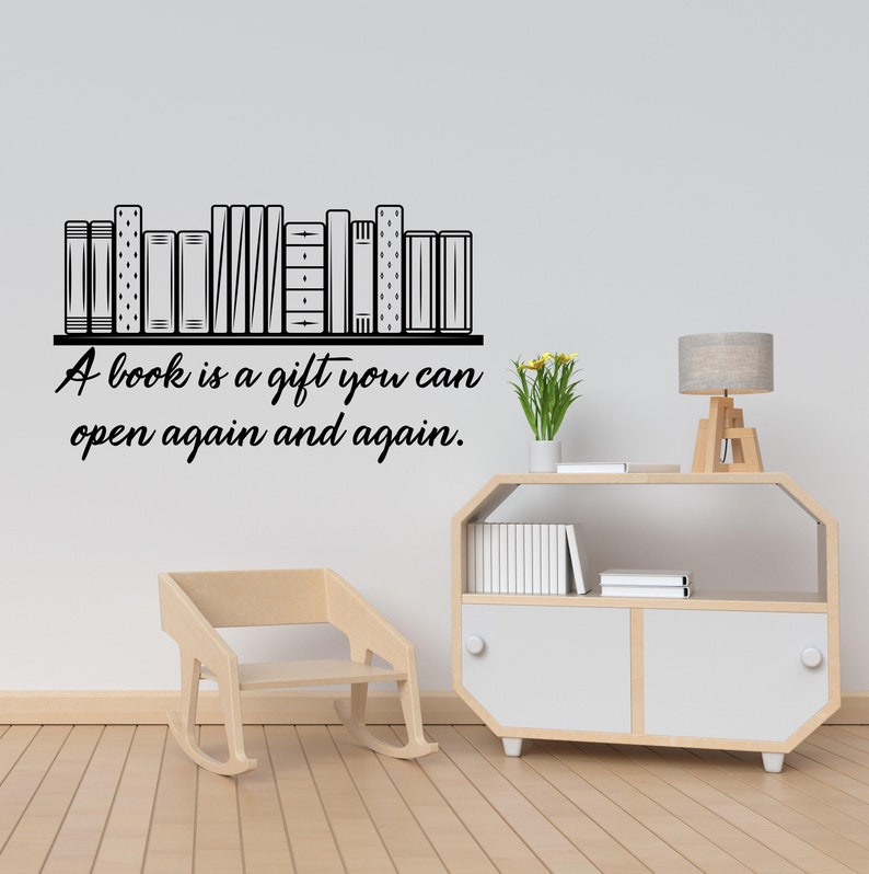 Book Wall Decal Book Wall Sticker Reading Book Decal Book Wall - Etsy