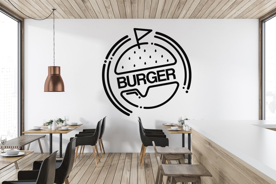 Burger Wall Decal Fast Food Wall Sticker Burger Wall Sticker Food Lover ...