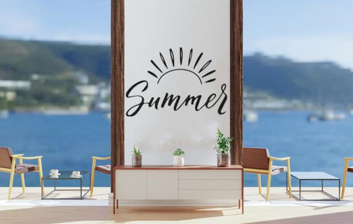Summer Wall Decal Palm Wall Art Summer Sign Wall Decal Ocean - Etsy