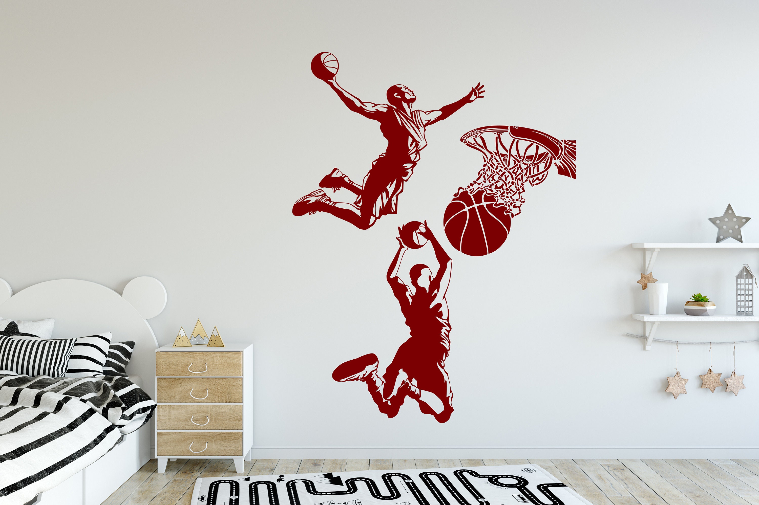 Basketball Wall Decal Basketball Sticker Basket Wall Art Sport | Etsy