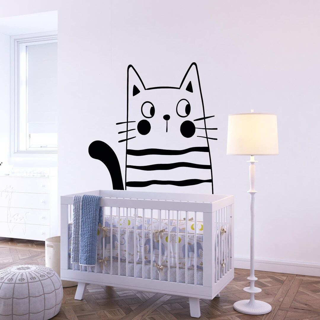 Cat Wall Decal Cat Wall Sticker Kids Pet Wall Decal Kids Wall Sticker ...