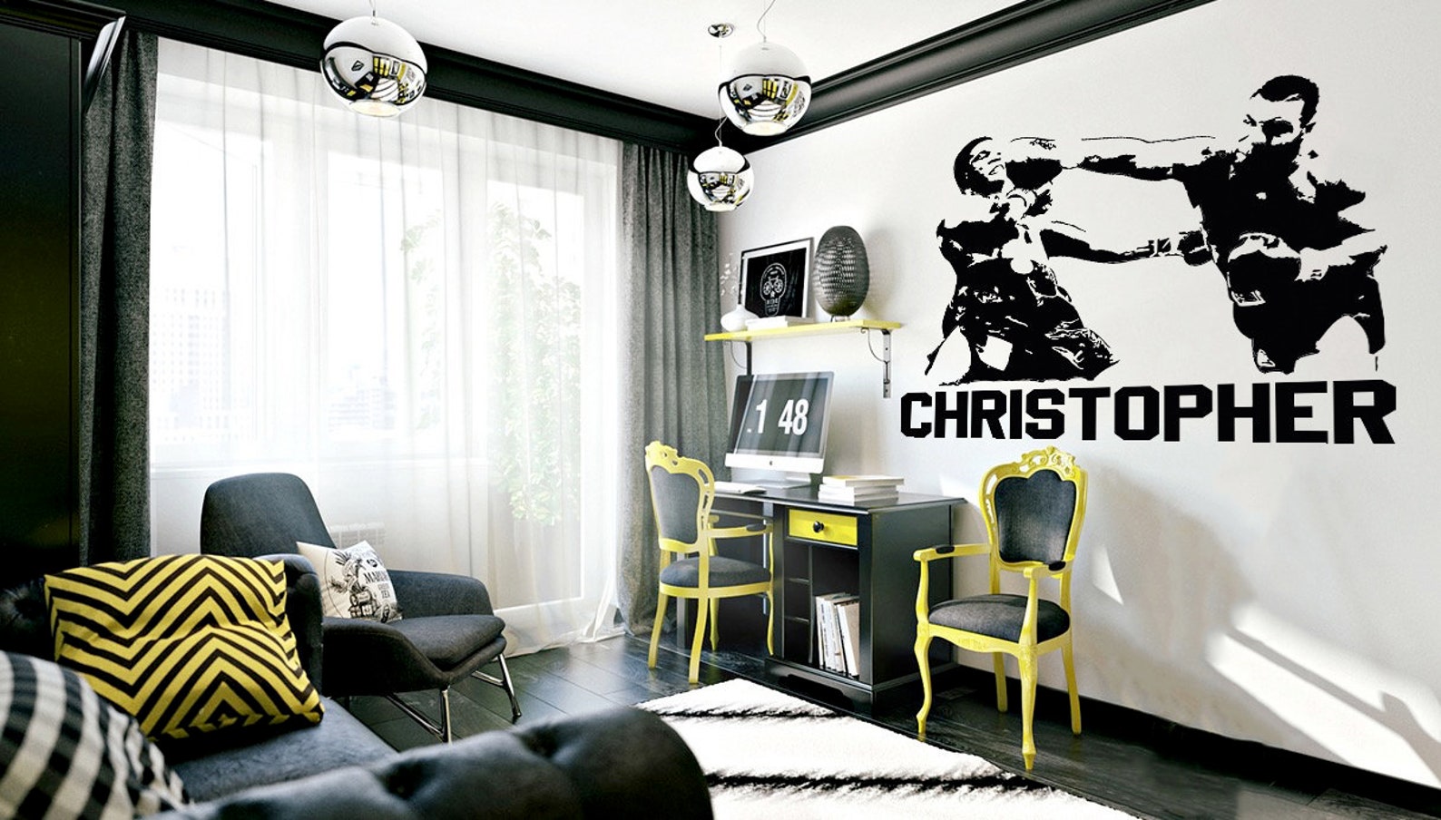 Boxing Personalized Wall Decal Boys Wall Sticker Boxing Wall Art MMA ...