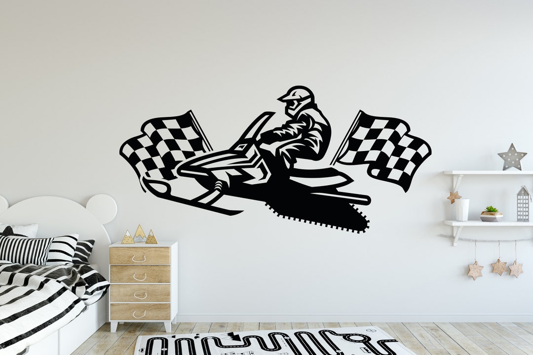 Snowmobile Wall Decal Sow Skiing Wall Sticker Smowmobile Wall Art Snow ...