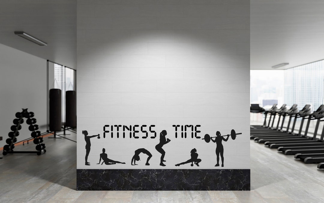 Fitness Time Wall Decal Gym Wall Decal Gym Wall Decor Sport Motivation ...