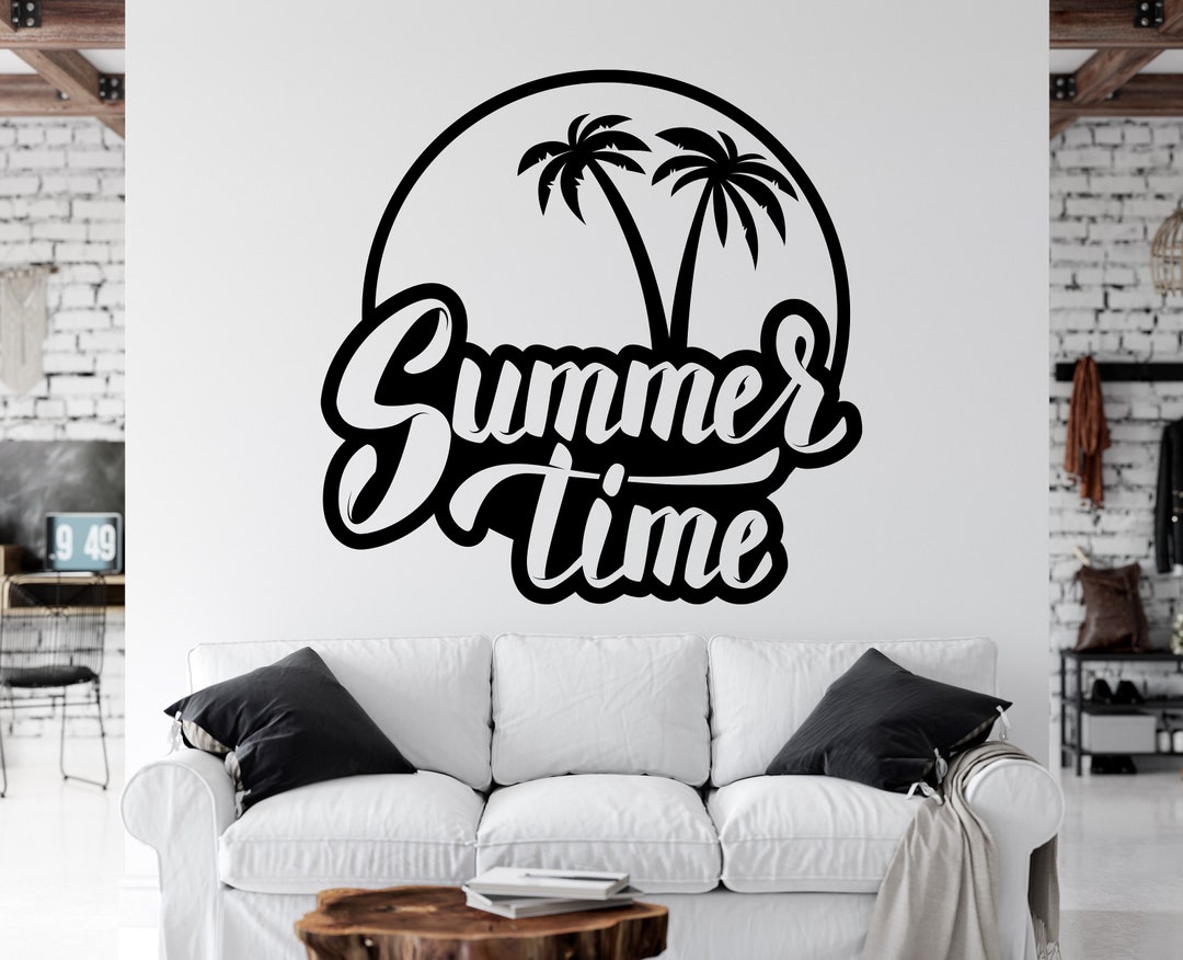 Summer Wall Decal Palm Wall Art Summer Sign Wall Decal Ocean Wall Art ...