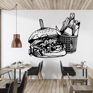 Burger Wall Decal Fast Food Wall Sticker Burger Wall Sticker Food Lover ...