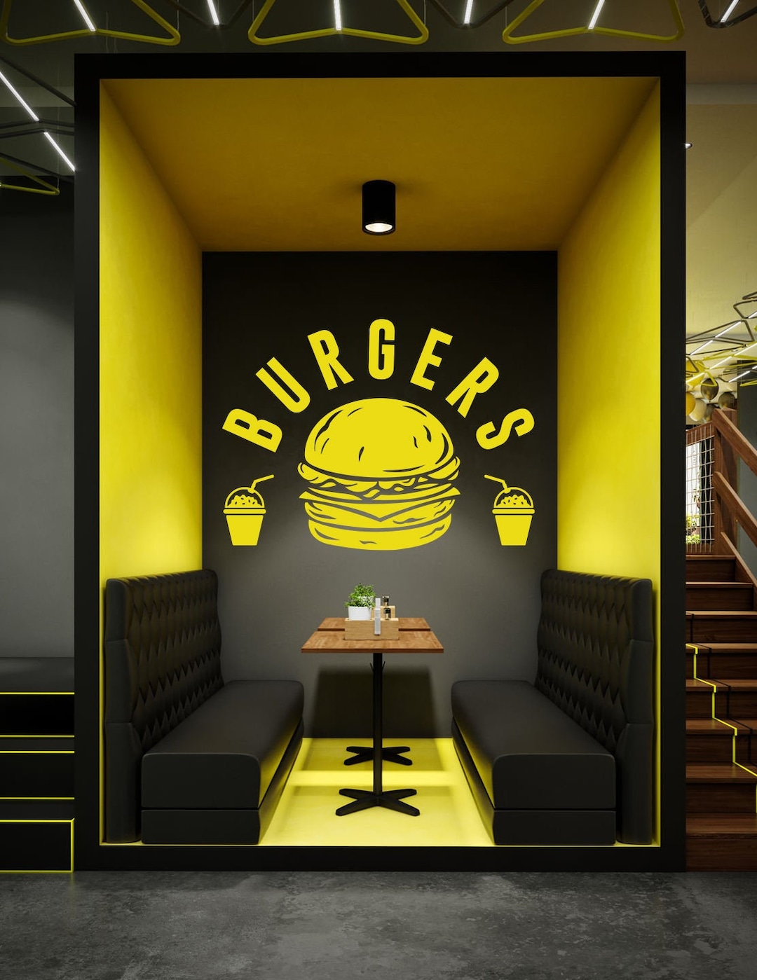 Burger Wall Decal Fast Food Wall Sticker Burger Wall Sticker Food Lover ...