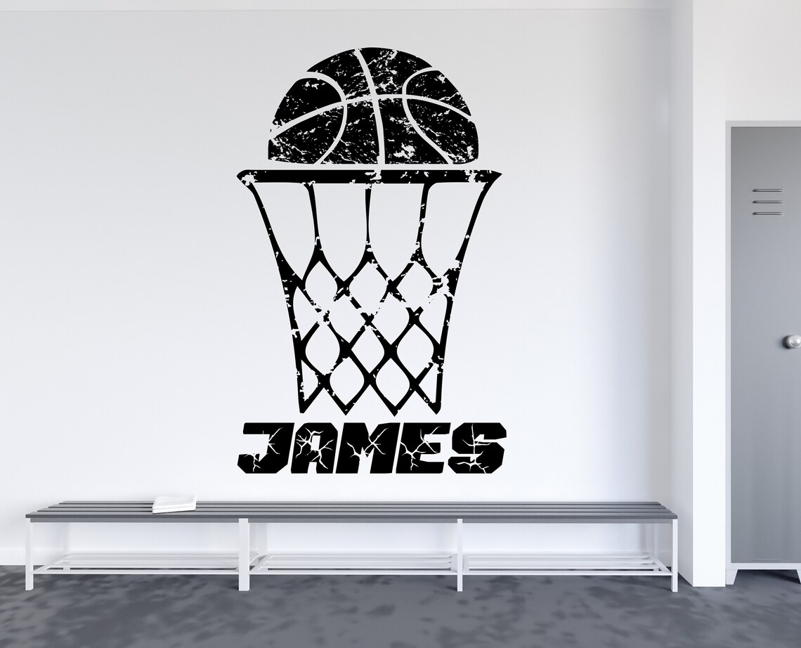 Personalized Basketball Wall Decal Basketball Sticker Basket - Etsy