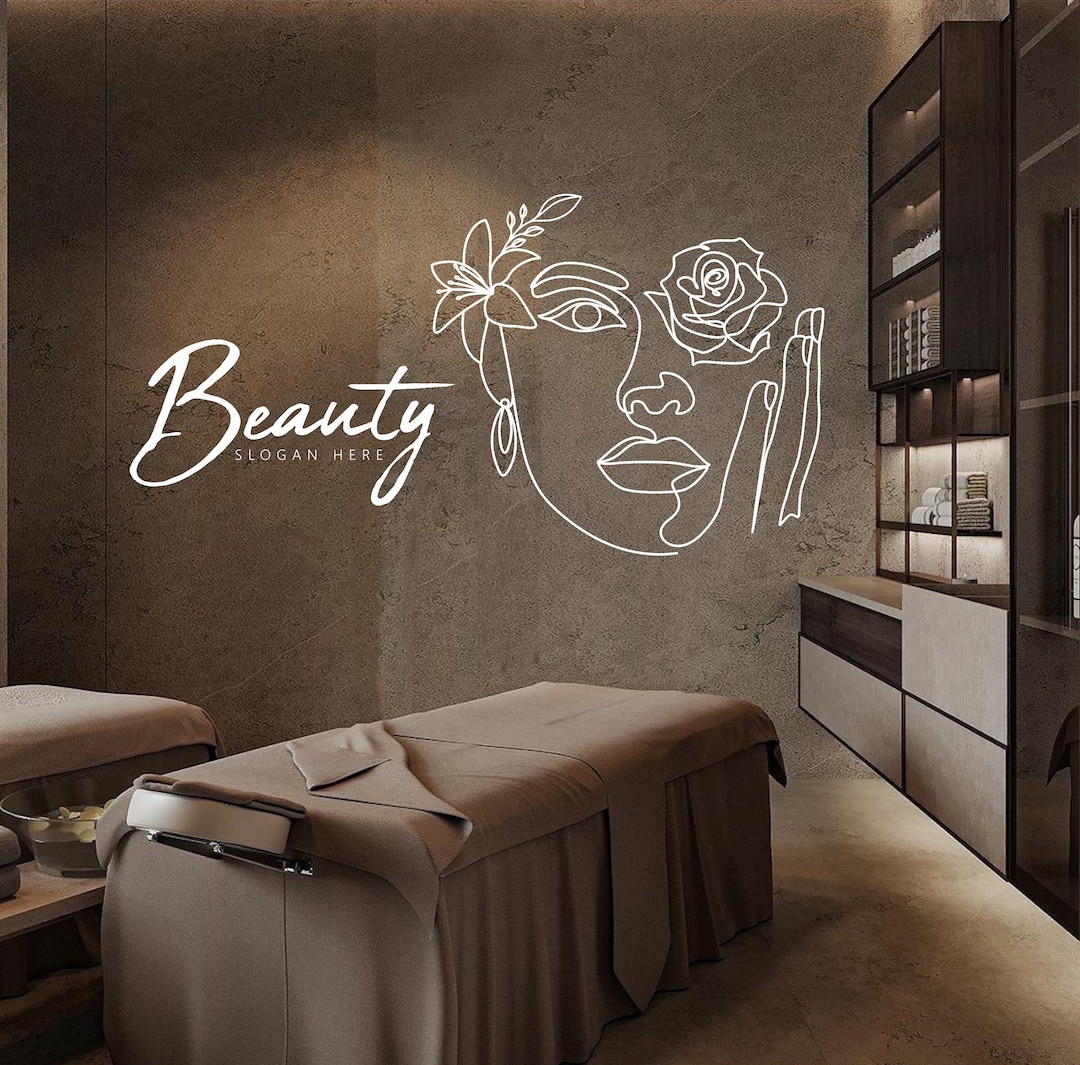 One Line Wall Decals Beauty Wall Decal Vinyl Sticker SPA Beauty Salon ...